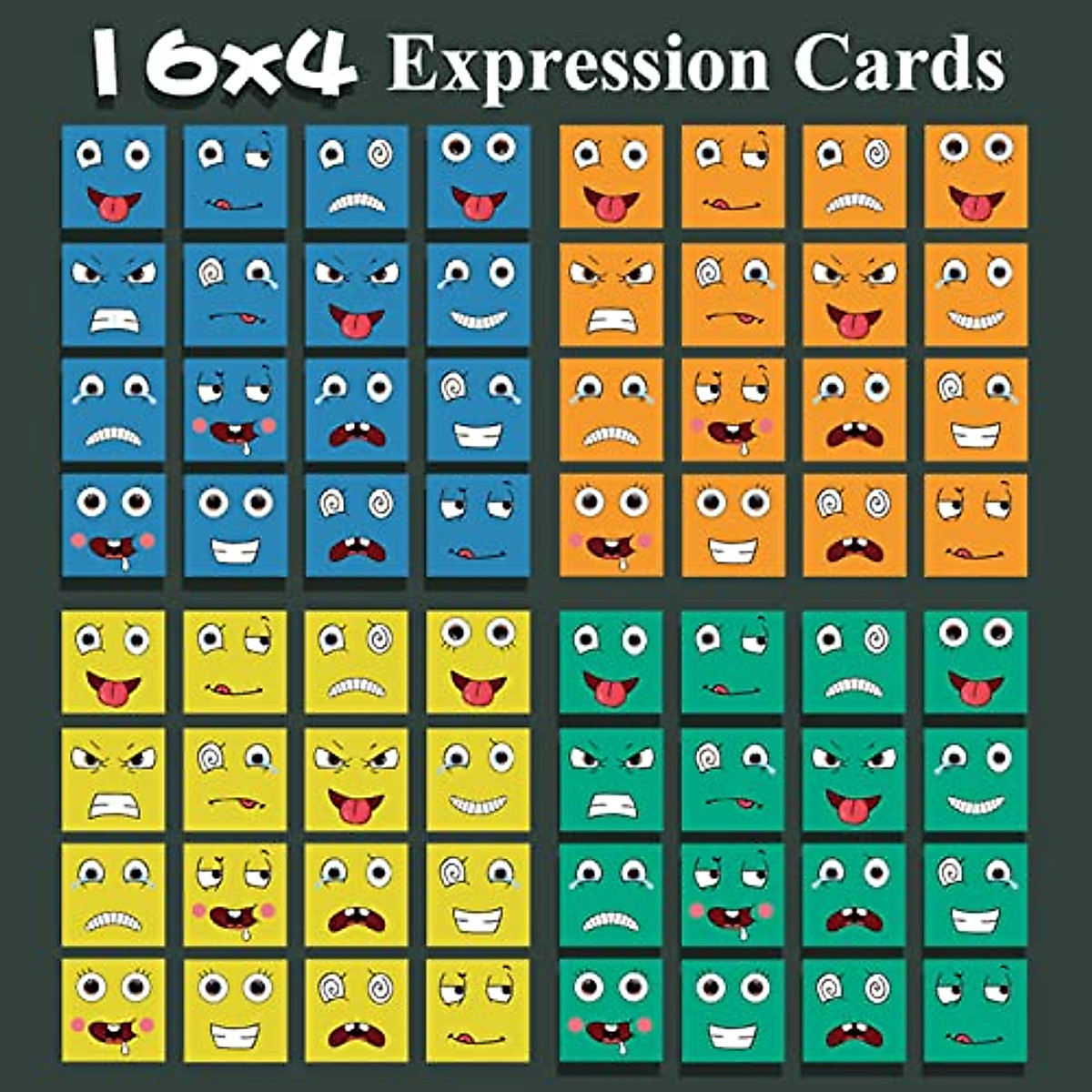 LELEMON Wooden Expressions Matching Block Puzzles Building Cubes Toy Borad Games Educational Montessori Toys for Toddler