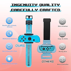 Narati Wrist Bands for Just Dance 2025 2024 2023 2022 2021 Switch, Adjustable Size Silicone Wrist Straps Compatible with Joy Cons & Switch OLED Model, 2 Pack for Adults and Children