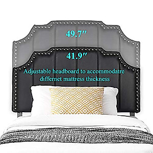 VECELO Faux Leather Upholstered Black Full Size Headboards, with Vertical Channel Tufting Bed Backboard