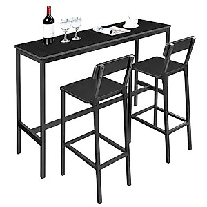 MAHANCRIS Bar Chairs, Set of 2 Bar Stools with Backrest, 25.6" Tall Counter Bar Stools, Kitchen Bar Stools with Footrest, for Dining Room, Bar, Easy Assembly, Black BAHB03101