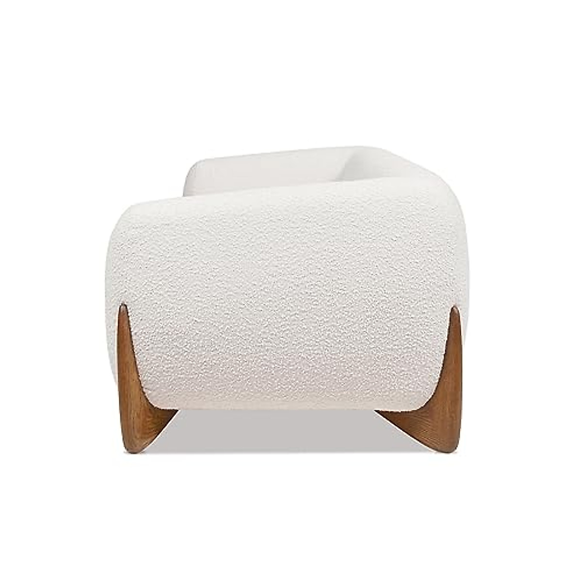 Jennifer Taylor Home Alpine 90.5" White Boucle Modern Scandinavian Minimalist Round Arm Sherpa Sofa