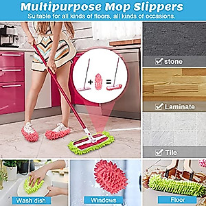 IUMÉ 5-Pairs Mop Slippers Shoes for Floor Cleaning, 10 Pcs Microfiber Shoes Cover Reusable Dust Mops for Women Washable, Mop Socks for Foot Dust Hair Cleaners Sweeping House Office Bathroom Kitchen