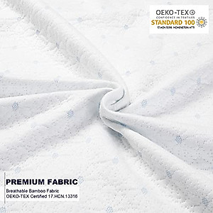 Mattress Topper Cover, Premium Bamboo Zippered Cover for Mattress Topper with Adjustable Straps, Ferlizer 3 Inch Queen Mattress Topper Protector