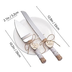 Country Style Wedding Cake Knife Shovel Server Set Silverware Stainless Wedding Party Thanksgiving Christmas (H)