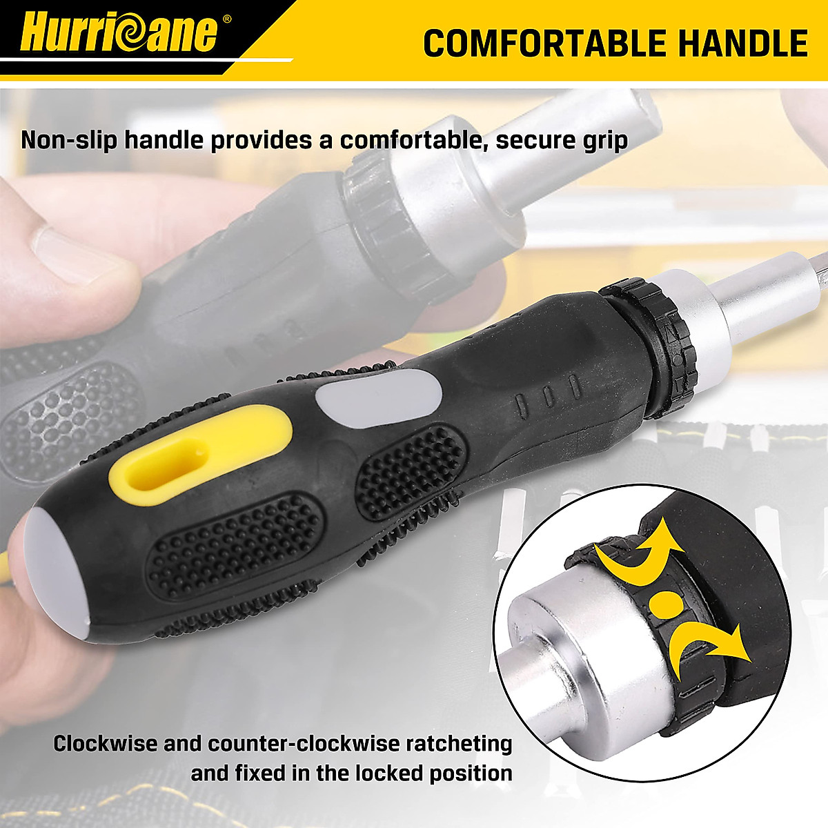 Hurricane 26 Piece Ratcheting Screwdriver Set with Chrome Vanadium Steel Bits, Durable Nylon Pouch