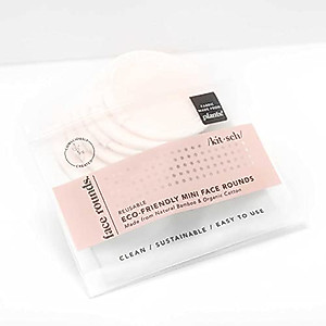 Kitsch Reusable Cotton Rounds for Face - Eco-Friendly Cotton Pads for Makeup Removal | Organic & Reusable Eye Makeup Remover Pads | Holiday Gift | Face Pads for Toner with Reusable Travel Pouch, 7pcs