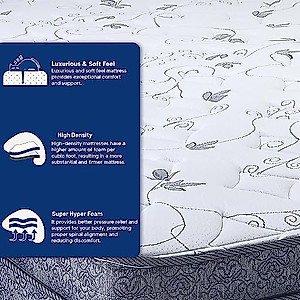 Mattress Comfort 13-Inch Extra Firm Foam Encased Eurotop Hybrid Mattress Full XL Black