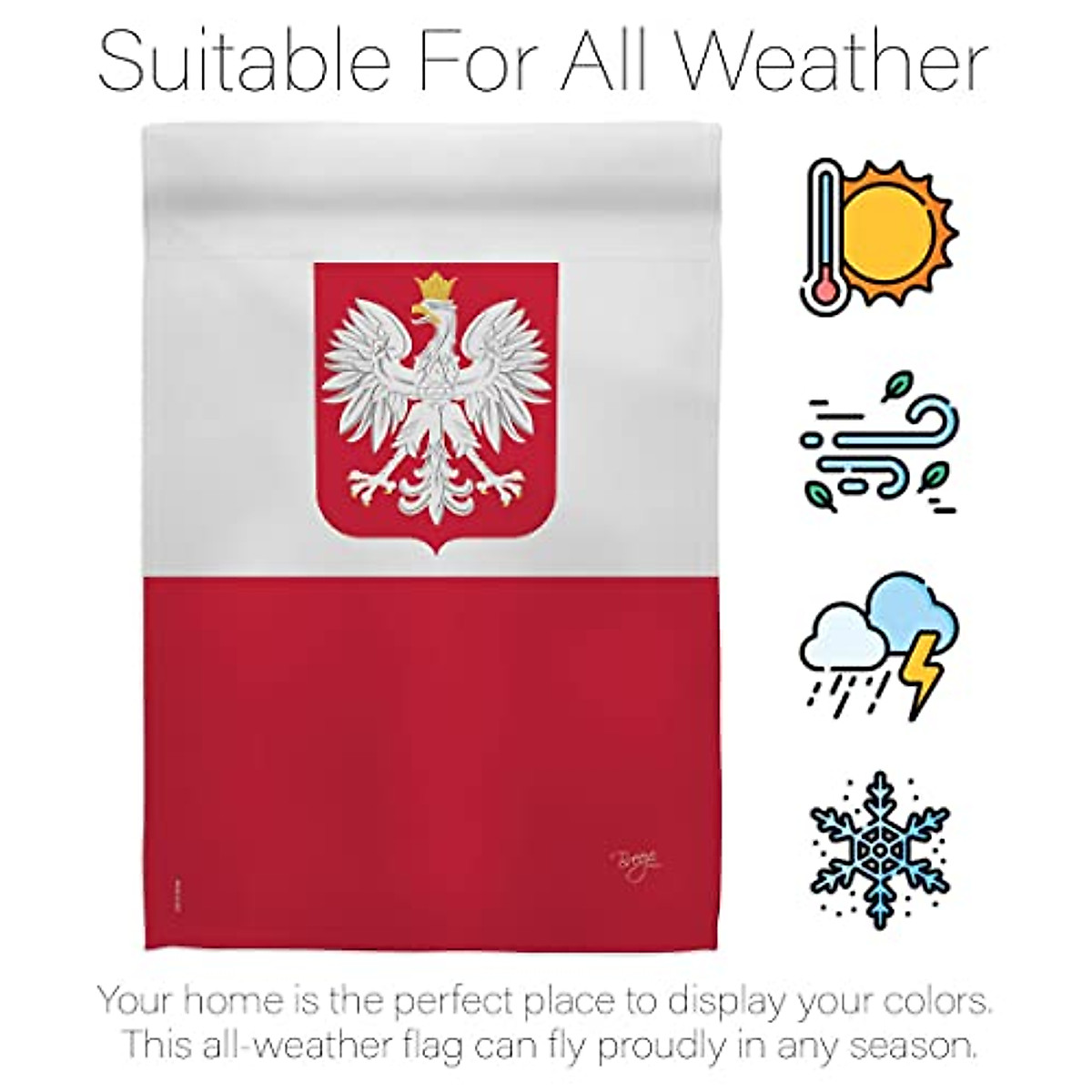 Breeze Decor Poland Garden Flag Regional Nation International World Country Particular Area House Decoration Banner Small Yard Gift Double-Sided, Made in USA