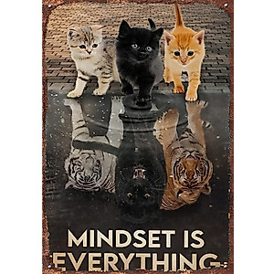 SaNavie Retro Tin Signs Vintage Signs Cat Poster_ Mindset Is Everything Cats Poster, Cat Tiger Poster, Cat Poster Print, Cute Cat Poster, Cat Lover Gift, Cat Wall Art 8x12 Inch