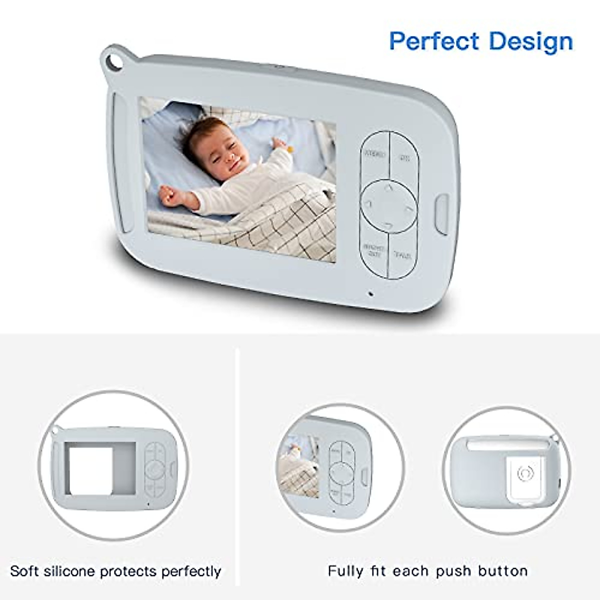 VOMENC Silicone Case for Infant Optics DXR-8 Video Baby Monitor 3.5" Display Only (Not Compatible with DXR-8 PRO) (Grey)