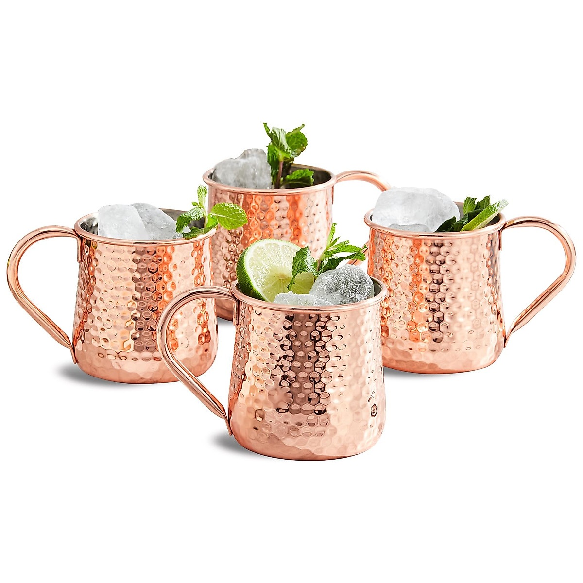 KITESSENSU Moscow Mule Mugs Set of 4 | 18 oz Hammered Copper Mugs Keep Cocktails Well-chilled | Copper Cups for Drinking Cocktails