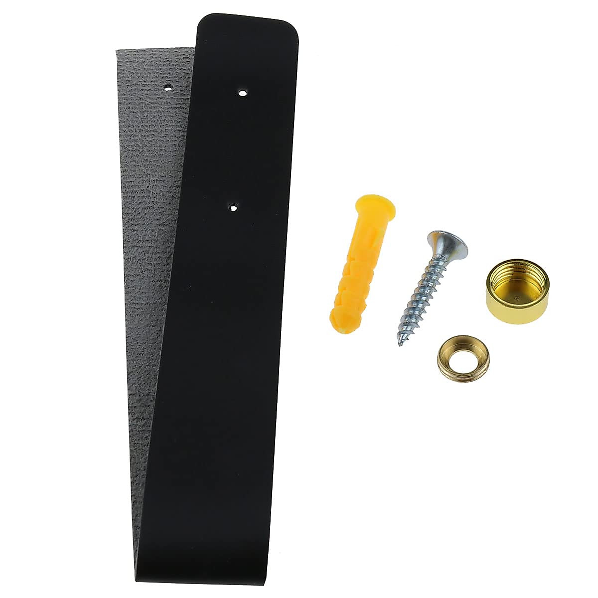 Yocimango 4pcs Leather Wall Lanyard Artificial Leather Suspender Hanger Wall-Mounted Leather Hook for Bathroom Kitchen Bedroom Wall (Black)-4pcs