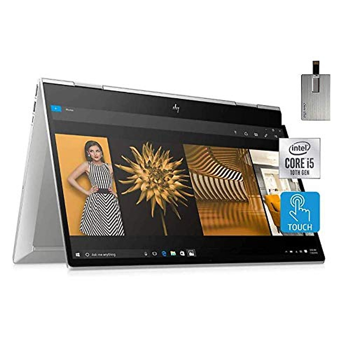 HP 2022 Envy x360 2-in-1 15.6" FHD Touchscreen Laptop Computer, Intel Core i5-10210, 16GB RAM, 1TB PCIe SSD, Intel UHD Graphics, Bang & Olufsen, HD Webcam, Windows 10, Silver, 32GB Snow Bell USB Card