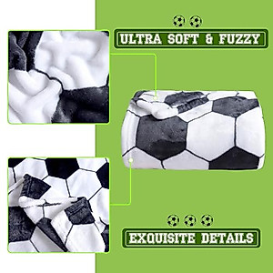 MASTIEE Soccer Blanket, Soccer Gifts for Boys Girls Soccer Lovers, Soft Fleece Throw Blanket for Kids Toddlers Teens Soccer Decor for Bedroom - 40x50 Inch