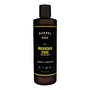 Barrel and Oak - 2-in-1 Men's Hair & Scalp Cleanser with Natural Moisturizer, Essential Oil-Based Scent, Vegan (Mountain Sage, 16 oz)