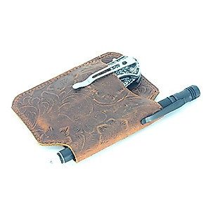 JJNUSA Genuine Leather Multitool Belt Sheath Organizer, Leather EDC Belt Pouch for Men, Belt Holder Mini Leather Pocket Organizer Slip, Flashlight Holder, Pen Holder, Knives Sheath Holster