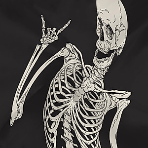 JOOCAR Rock and Roll Skull Skeleton Bone Love Music Vintage Shower Curtain Waterproof Sugar Candy Skull Day of Dead On Black Backdrop Bath Room Shower Curtain with 12 Hooks