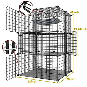 Eiiel 3-Tier Cat Cage Enclosures Indoor DIY Cat Playpen Detachable Metal Wire Kennels 2Lx2Wx3H Crate Large Exercise Place Ideal for 1-2 Cats, Black