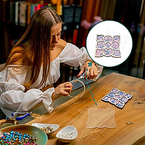 PH PandaHall Wooden Bead Storage Tray, Flower Bead Supply Storage Tray Bead Box with Lid and Needle Bead Tray Cover Flower Design Beadwork Accessory Sorter Container for Jewelry Making, 5.9x5.9 inch