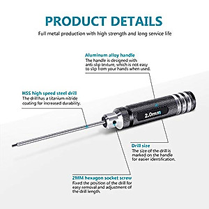 Neewer Lightweight Titanium Nitride Coating Hex Driver Wrench 4 Piece Set, Hex Screw driver Tools Kit Set for RC Helicopter (1.5mm/2mm/2.5mm/3.0mm)