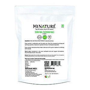 Miswak (Siwak) Powder by mi Nature | salvarado persica| 227g(8 oz) (0.5 lb) | 100% Only Miswak (siwak) Powder | Dental Care | Natural Toothpaste | Whitening Teeth | Oral Care