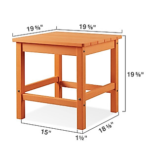Psilvam Oversized Outdoor Side Table, 19.68" Poly Lumber Adirondack Side Table, Weather Resistant Patio Side Table for Poolside, Garden and Front Porch (Orange)