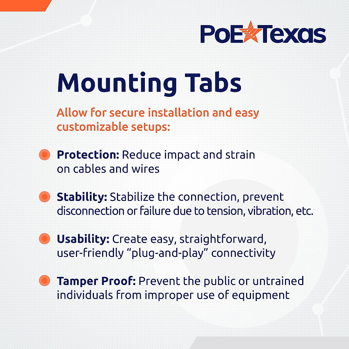 PoE Texas 56v 120w PoE Compatible Power Supply with Wall Mounting Tabs - Easy Installation for Long Distance Power Over Ethernet Network Switch, Injector, Adapter, Extender, 802.3af, 802.3at Devices