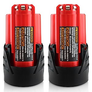 2 Pack 12V 3000mAh Lithium-ion Replacement Battery Compatible with Milwaukee 12 Volt Battery 48-11-2411 48-11-2420 48-11-2401 48-11-2402 48-11-2401 12-Volt Cordless Tools (Red)