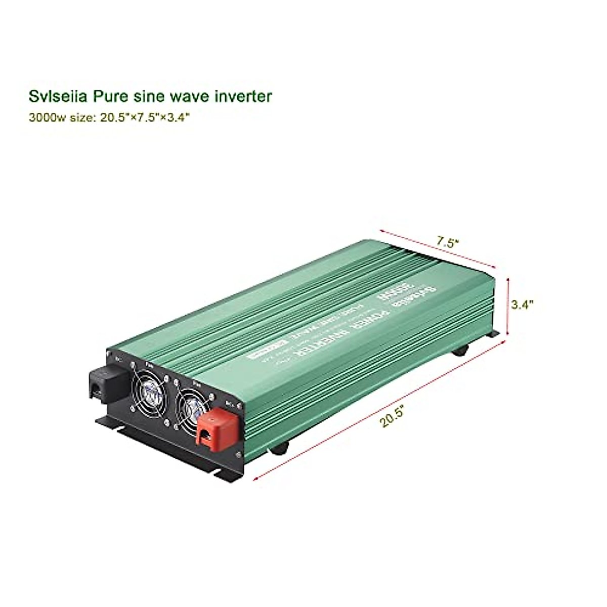 Svlseiia 3000W Power Inverter Pure sine Wave DC 24v to AC 110v with Remote Controller for RV, Solar System and Home use