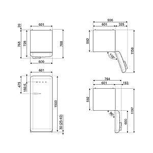Smeg FAB28 50's Retro Style Aesthetic Top Freezer Refrigerator with 9.92 Cu Total Capacity, Multiflow Cooling System, Adjustable Glass Shelves 24-Inches, Red Right Hand Hinge