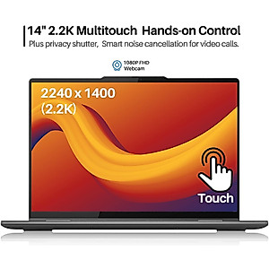 Lenovo 2023 Newest Yoga 7i 2-in-1 Laptop, 14" 2.2K IPS Touchscreen, Intel Core i7-1355U(10 core), 16GB RAM, 1TB SSD, Intel Iris Xe Graphics, Backlit Keyboard, Wi-Fi 6E, Windows 11 Home, Storm Grey