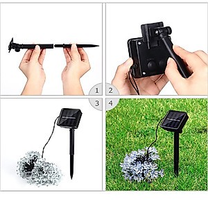 Christmas Lights,LED Solar String Lights, Outdoor Waterproof Flower Shape 8Mode Christmas Fairy Lights, Party Wedding Home Garden Decoration, 12m 100led