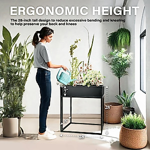 Cocoyard Elevated Planter Box - 28 Inch Durable Raised Garden Bed for Herbs and Flowers - Stylish Tall Rectangular Planter for Outdoor Plants for Patio Decor & Backyard Gardening - Indoor Planter