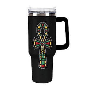 Rasta Ankh Rastafarian Egyptian 40OZ Tumbler Stainless Steel Travel Mug Water Bottle Car Cup Tea Cups with Lid Black-style