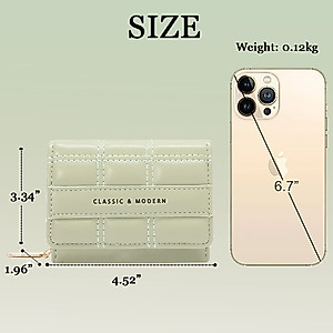 Sunwel Fashion Quilted Women's Wallets with Exterior Zipper Around Coin Purse Tri-fold Bill Wallet with 7 Card Slots 1 ID Window (GREEN)