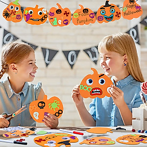 Max Fun 312PCS Halloween Pumpkin Foam Stickers, Halloween Craft Kit for Kids Bulk Glitter Set DIY Self-Adhesive Halloween Decoration