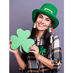 St. Patrick's Day Earrings Beaded Green Leaf Clover Dangling Earrings Handmade Irish Flag Heart Lucky Shamrock Hat Earrings Drop Dangle Earrings Irish Holiday Jewelry Gift for Women