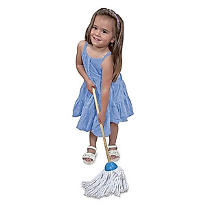Melissa & Doug Dust! Sweep! Mop! 6-Piece Pretend Play Cleaning Set - Broom, Duster, Kid-Sized Cleaning Toys For Boys and For Girls