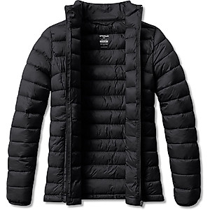 TSLA Women's Lightweight Packable Accent Puffer Jacket, Water-Resistant Winter Coat, Ascent Puff Packable Jacket Black, XX-Large