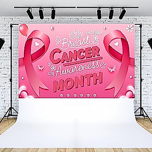 Breast Cancer Awareness Decorations, Breast Cancer Awareness Banner, Breast Cancer Awareness Backdrop, Pink Ribbon Banner Backdrop for Breast Cancer Decor, 72x43 Inch