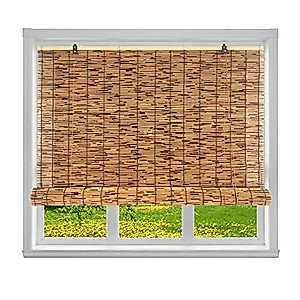 Outdoor Premium Roll Up Shades Privacy Screen for Gazebo Patio Porch Balcony Bamboo Blinds with 70% Light-Filtering 36" W × 64" L 48" W × 72" L 30" W × 60" L Dark Brown Roller Window Shades