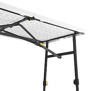 Living and More 4ft Height Adjustable Half Folding Table with Carrying Handle, Easy Folding and Storage, Indoor Outdoor Use, White