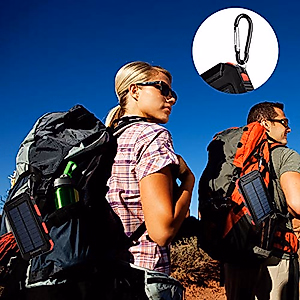 Durecopow Solar Charger, 20000mAh Portable Outdoor Waterproof Solar Power Bank, Camping External Backup Battery Pack Dual 5V USB Ports Output, 2 Led Light Flashlight with Compass (Red)