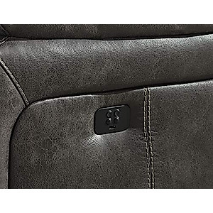 Signature Design by Ashley Dunwell Adjustable Power Reclining Loveseat with USB Charging, Gray