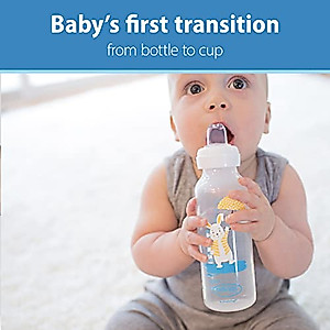 Dr. Brown’s® Milestones™ Narrow Sippy Bottle, 100% Silicone Soft Sippy Spout, 8oz/250mL, Flamingo & Bunny, 6m+