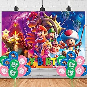 Mario Movie 2023 Backdrop Birthday Banner for Mario Movie 2023 Birthday Party Supplies Mario Movie 2023 Photograph Background Photo Booth 5x3ft