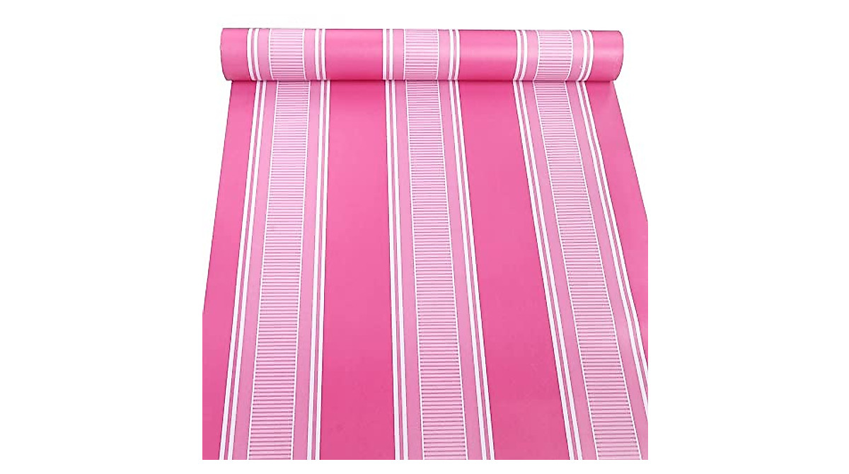 PoetryHome Pink Stripe Peel and Stick Wallpaper 17.7x117