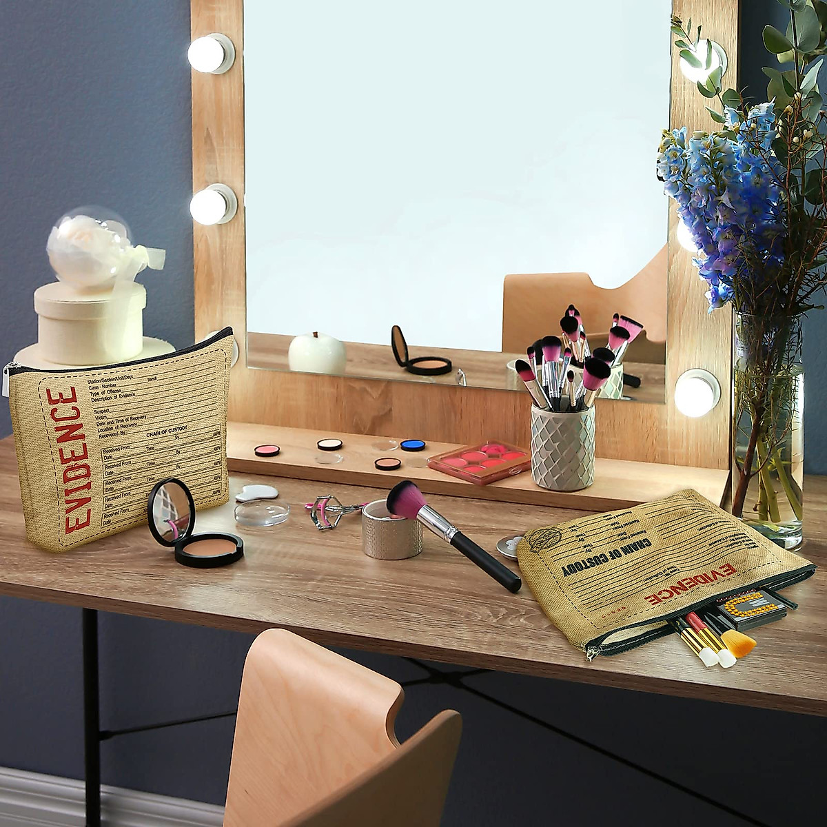 Oudain 4 Pcs Evidence Bags Evidence Makeup Bag Evidence Pencil Bag Novelty Zipper Pouch True Crime Bags for Women Office