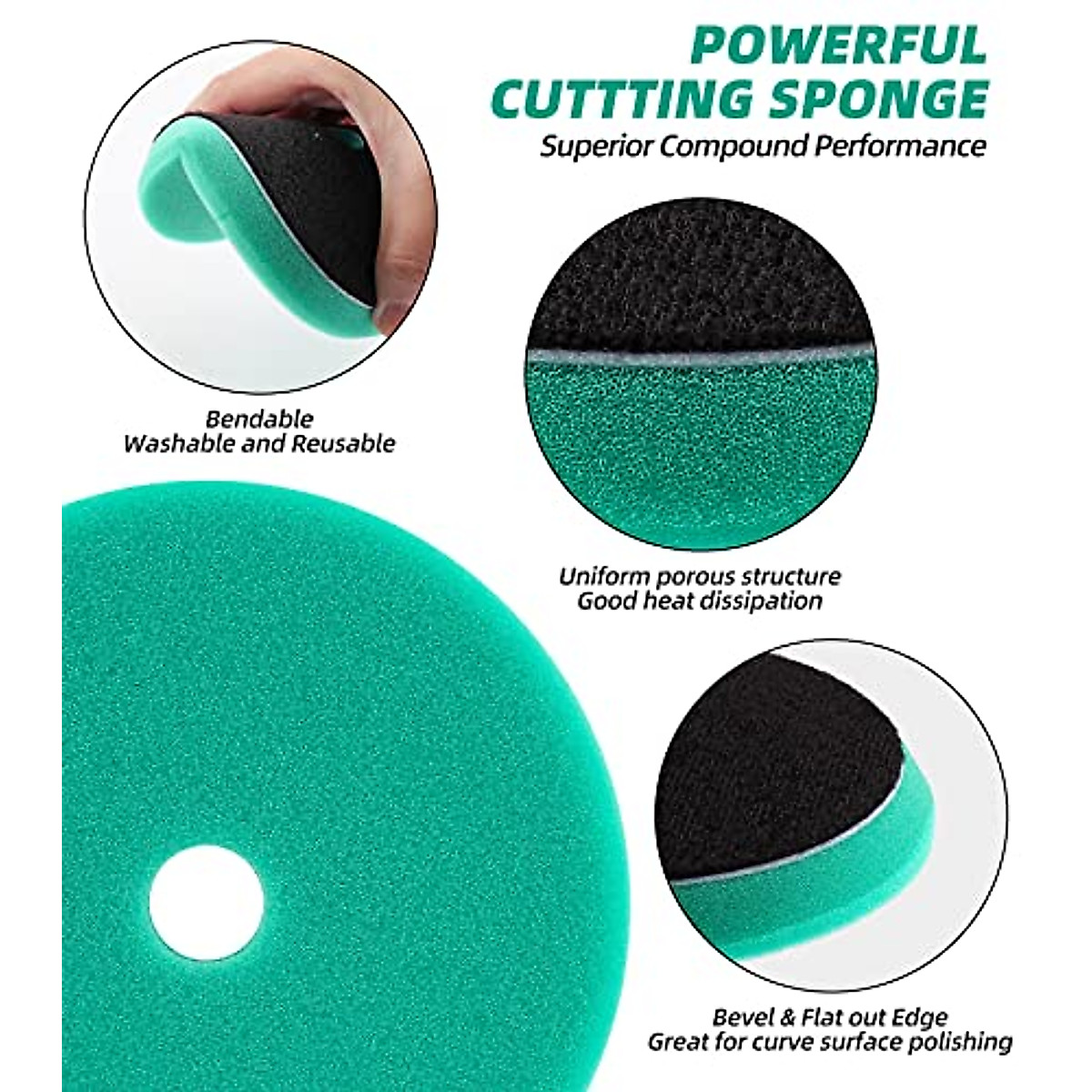 LUCKUT 3pcs 5 inch Polishing Pads, 5'' Track Buffer Pads Hook and Loop Buffing Pads, Foam Polish Pad for Compounding, Polishing and Waxing, for 5'' Backing Plate