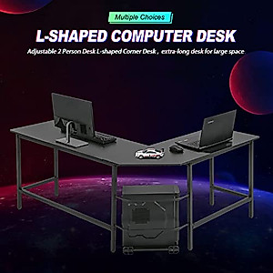 FDW Computer Desk L Shaped Gaming Desk Corner Office Desk PC Wood Home Large Work Space Study Desk Workstation (Black)